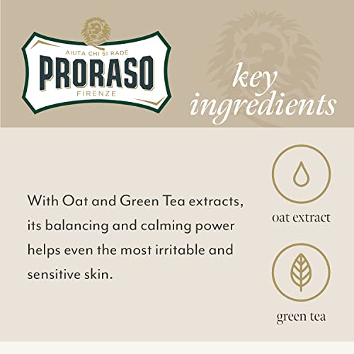 Proraso After Shave Balm for Men, Sensitive Skin Moisturizer with Oatmeal and Green Tea, 3.4 Fl Oz (Pack of 1)