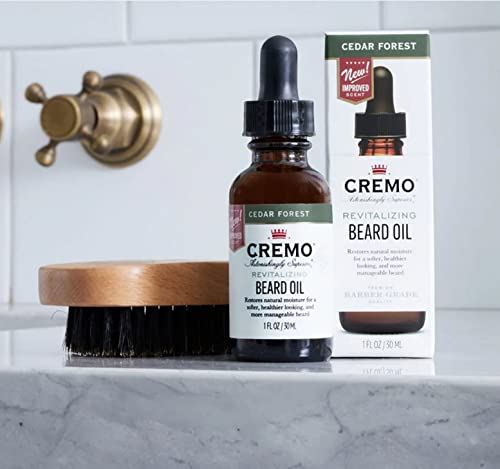 Cremo Beard Oil, Revitalizing Cedar Forest, 1 fl oz - Restore Natural Moisture and Soften Your Beard To Help Relieve Beard Itch