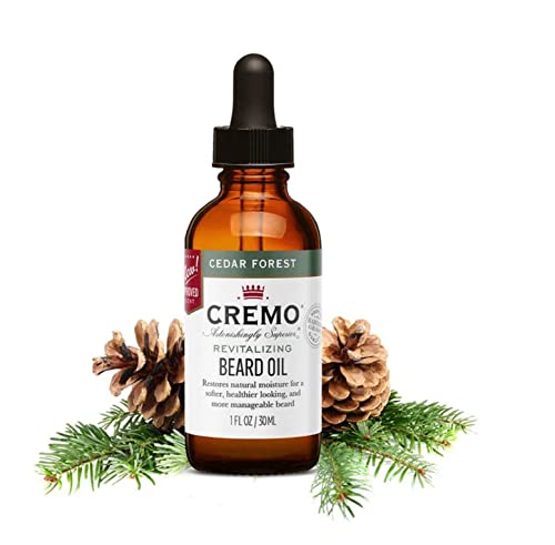 Cremo Beard Oil, Revitalizing Cedar Forest, 1 fl oz - Restore Natural Moisture and Soften Your Beard To Help Relieve Beard Itch