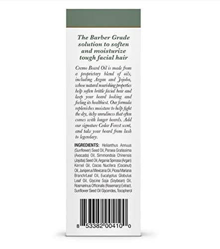 Cremo Beard Oil, Revitalizing Cedar Forest, 1 fl oz - Restore Natural Moisture and Soften Your Beard To Help Relieve Beard Itch