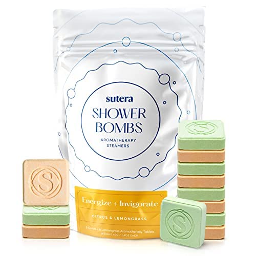 Sutera 12 Pack Natural Shower Steamers for Women and Men - Gift of Slow Dissolving Bath Bombs Brings Real Aromatherapy Spa Experience by Premium Essential Oils (Energize Invigorate Set)