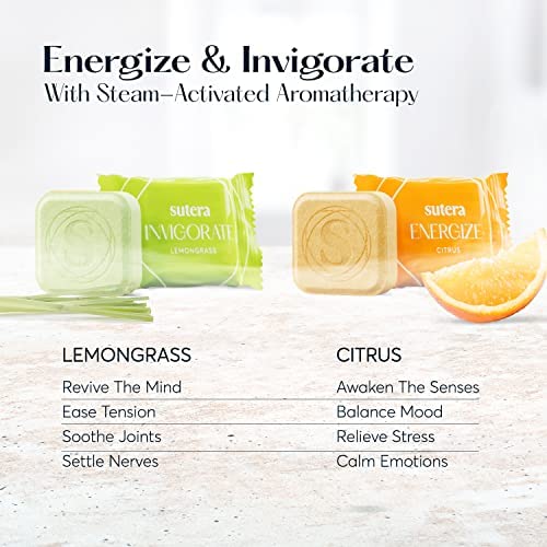 Sutera 12 Pack Natural Shower Steamers for Women and Men - Gift of Slow Dissolving Bath Bombs Brings Real Aromatherapy Spa Experience by Premium Essential Oils (Energize Invigorate Set)