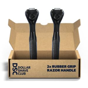 dollar shave club | replacement club series razor handles | pack of 2 (handles only), weighty metal & rubber grip, easy grip, smooth black finish, not compatible with heritage razor blades