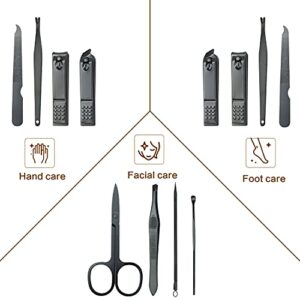 Manicure Set Nail Clippers Pedicure Kit, 8 in 1 Stainless Steel Fingernail & Toenail Clippers with Leather Travel Case, Professional Nail Care Kit for Men and Women