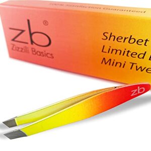 Zizzili Basics Mini Slant Tweezers - Best Tweezers for Eyebrow, Facial Hair Removal and your Precision Needs (Sherbet)