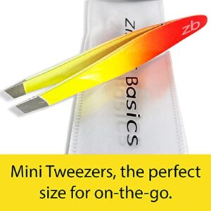 Zizzili Basics Mini Slant Tweezers - Best Tweezers for Eyebrow, Facial Hair Removal and your Precision Needs (Sherbet)