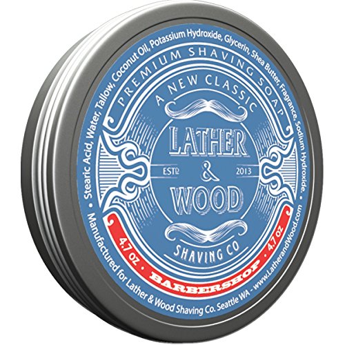 Lather & Wood Shaving Soap - Barbershop - Simply the Best Luxury Shaving Cream - Tallow - Dense Lather with Fantastic Scent for the Worlds Best Wet Shaving Routine. 4.7 oz (Barbershop)