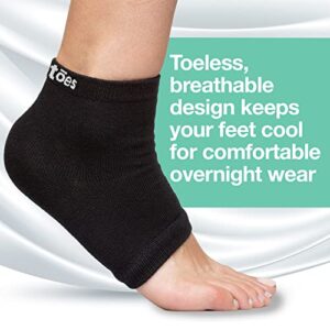 ZenToes Moisturizing Heel Socks 2 Pairs Gel Lined Toeless Spa Socks to Heal and Treat Dry, Cracked Heels While You Sleep (Regular, Black)