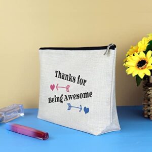 Thank You Gifts for Women Makeup Bag Thank You For Being Awesome Appreciation Christmas Graduation Birthday Gifts for Her Friends Mom Sister Cosmetic Bag Inspirational Gifts Coworker Gifts Boss Gifts