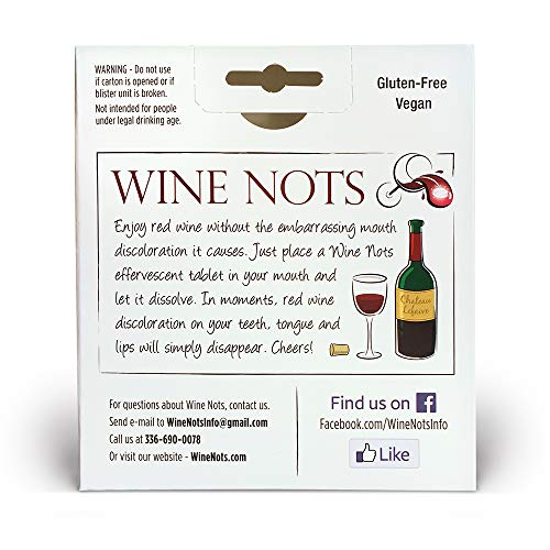 Wine Nots Wine Stain Remover Tablets Brighten Your Smile Prevents Wine Stained Lips and Teeth Pack of 12