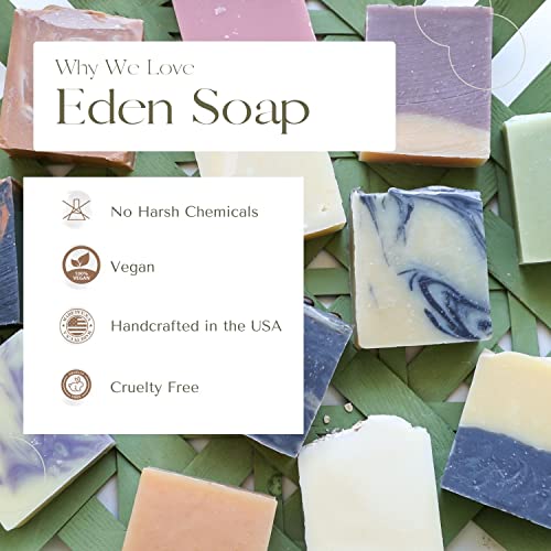 EDEN Daily Essentials - Natural Soap Bar - Eucalyptus Lavender Moisturizing Soap Bar with Kaolin Clay - Made with Pure Essential Oils - Face Soap - Body Soap - Shampoo Bar - Olive Oil Soap - Shea Butter Soap - Handmade Soap - Great gift idea. Handcut to a