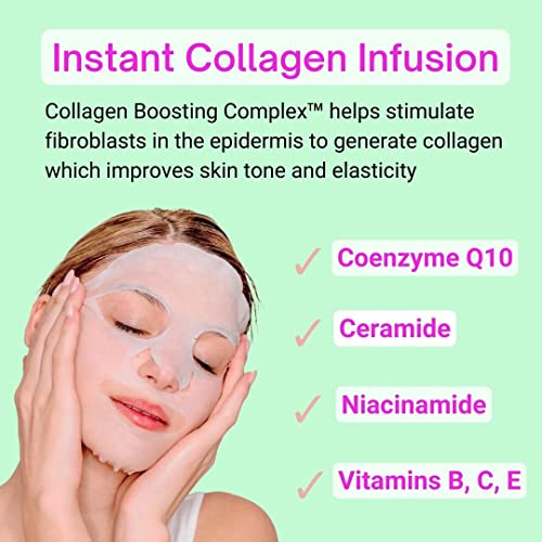 ParadiseGal 10 Face Masks Korean Skin Care - Soothing Collagen Infuser with Rice, Coenzyme Q10, Niacinamide, Ceramide | Best face mask skin care for all skin types (Soothing)