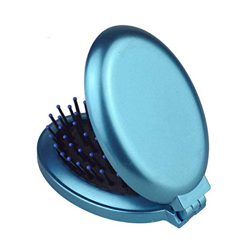 Balancy Oval Travel Hair Brush with Mirror Folding Pocket Hair Brush Mini Travel Comb with Makeup Mirror (6 pcs)