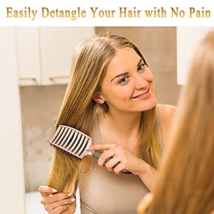 KTKUDY Detangling Brush Getting Knots Out without Pain - Boar Bristles Hair Brush Make Hair Shiny & Healthier Vented Detangler Brush for Women Men Kids Wet and Dry Hair (Gold)