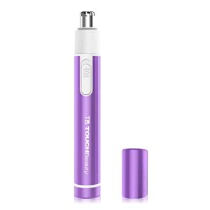 touchbeauty ear nose hair trimmer for women |metal cover, safe cutter system, mini pen-sized, battery powered violet color 0656