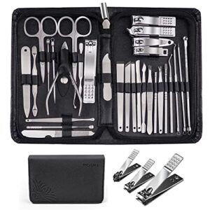 woama manicure set 30 in 1 nail clipper set nail kit for women men stainless steel manicure kit professional with travel case