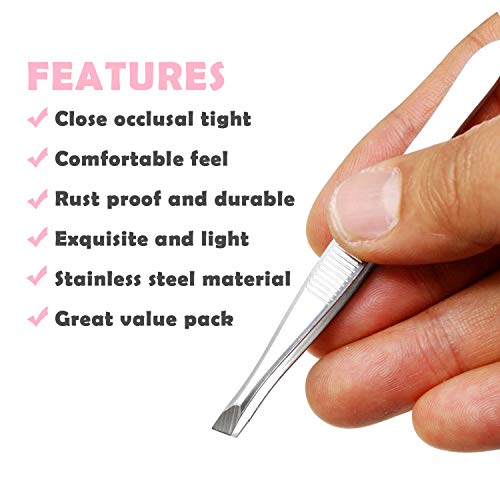 12Pcs Stainless Steel Tweezers Set - Slant Tip Tweezers for Women Eyebrow Tweezers for Men Precision Facial Hair Tweezers for Eyebrows - Long Tweezers Silver Gripper Tweezers for Ingrown Hair Tool