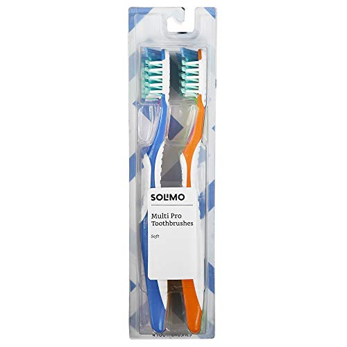 Amazon Brand - Solimo Multi Pro Toothbrushes, 4 Count