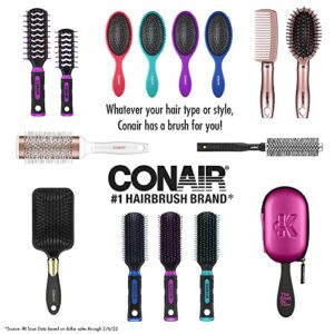 Conair Detangle & Style Wide-Tooth Comb and Travel Hairbrush Set, Detangler Brush and Comb Set, 2 Count, Color May Vary