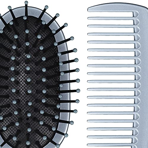 Conair Detangle & Style Wide-Tooth Comb and Travel Hairbrush Set, Detangler Brush and Comb Set, 2 Count, Color May Vary