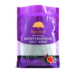 tree hut detoxifying mediterranean salt soak fig & olive, 3ibs, ultra hydrating epsom for nourishing essential body care