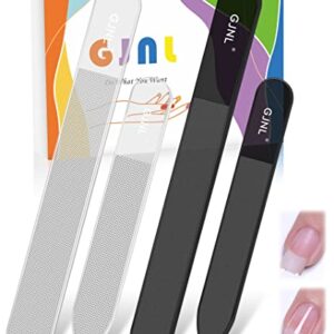 2Pcs Glass Nail Files & 2Pcs Nano Glass Files - Gifts for Women Wife Professional Glass File with Case, Double Sided Upgrade Glass File for Natural Nails