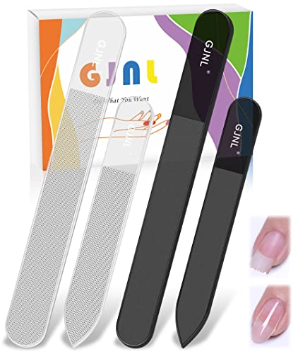 2Pcs Glass Nail Files & 2Pcs Nano Glass Files - Gifts for Women Wife Professional Glass File with Case, Double Sided Upgrade Glass File for Natural Nails