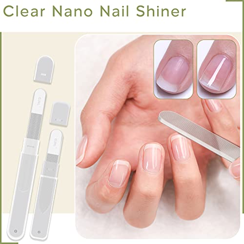 2Pcs Glass Nail Files & 2Pcs Nano Glass Files - Gifts for Women Wife Professional Glass File with Case, Double Sided Upgrade Glass File for Natural Nails