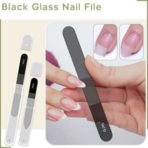 2Pcs Glass Nail Files & 2Pcs Nano Glass Files - Gifts for Women Wife Professional Glass File with Case, Double Sided Upgrade Glass File for Natural Nails