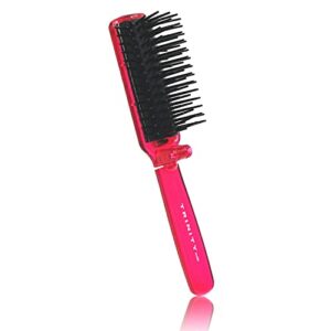 trinity-folding hair brush, foldable anti static hair detangler brush, women travel size hair detangling brush, hair styling brush for toiletry bag travel purse locker gym