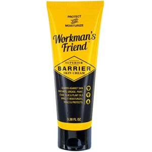 workman’s friend barrier skin cream – moisturizes, heals & restores dry, cracked skin – shields harsh chemicals & plant oils – 3.38 ounce