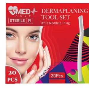 MedHelp Multipurpose Exfoliating Dermaplaning Tool for Face, Flawless Finishing Touch, Eyebrow Razor and Facial Razor for Women,With Blade Cover, 20 Count, 1 Pack of 20