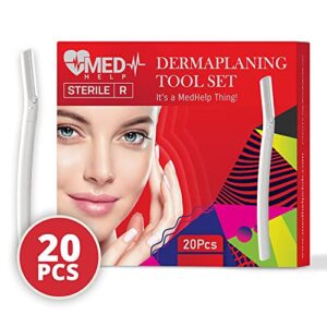 MedHelp Multipurpose Exfoliating Dermaplaning Tool for Face, Flawless Finishing Touch, Eyebrow Razor and Facial Razor for Women,With Blade Cover, 20 Count, 1 Pack of 20