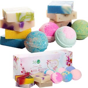 360feel forever love- 6 bath bombs plus 4 handmade soap set- essential oil-organic bath bomb for her