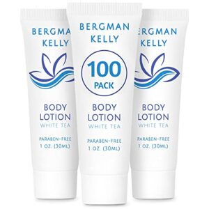 bergman kelly travel size lotion (1 fl oz, 100 pk, white tea), delight your guests with a revitalizing and refreshing body lotion, quality mini and small size guest hotel toiletries in bulk