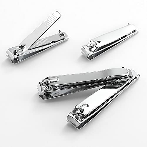 4 Pcs Professional Stainless Steel Toenail Clipper and Fingernails by QLL - Swing Out Nail Cleaner/File - Sharpest Stainless Steel Clipper - Wide Easy Press Lever – Nail Cutter