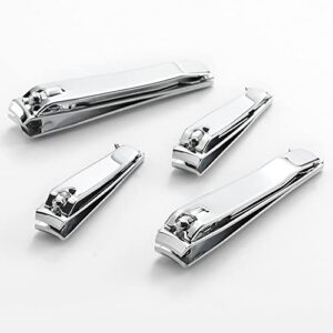 4 Pcs Professional Stainless Steel Toenail Clipper and Fingernails by QLL - Swing Out Nail Cleaner/File - Sharpest Stainless Steel Clipper - Wide Easy Press Lever – Nail Cutter