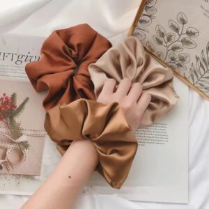 6 Pieces Satin Silk Scrunchies for hair, Big Hair Scrunchies Satin Hair Ties Ponytail Holder No Hurt Your Hair