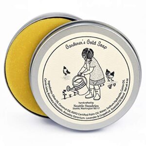 seattle sundries | garden fresh geranium & grapefruit hand soap for women & men – 1 (4oz) all natural handmade bar soap in a low waste tin – unique gardening gift