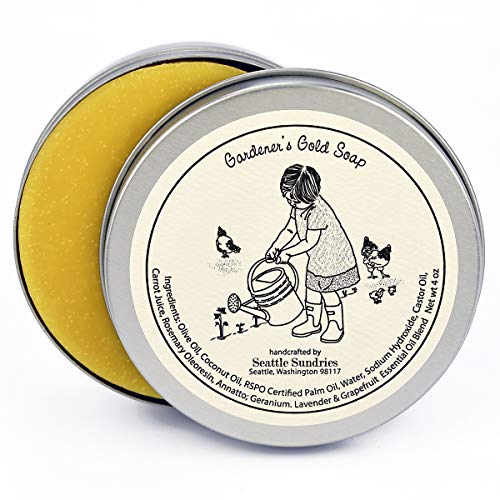 Seattle Sundries | Garden Fresh Geranium & Grapefruit Hand Soap for Women & Men - 1 (4oz) All Natural Handmade Bar Soap in a Low Waste Tin - Unique Gardening Gift