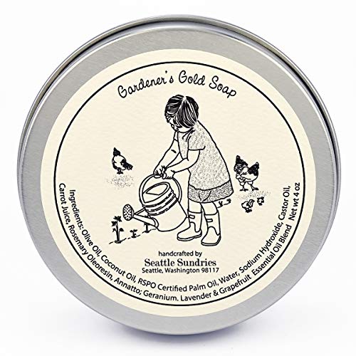 Seattle Sundries | Garden Fresh Geranium & Grapefruit Hand Soap for Women & Men - 1 (4oz) All Natural Handmade Bar Soap in a Low Waste Tin - Unique Gardening Gift