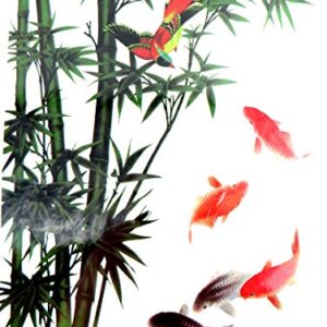 bird gold fish bamboo 8.25" large temporary arm tattoo