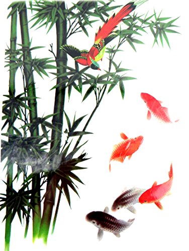 bird gold fish bamboo 8.25" large temporary arm tattoo