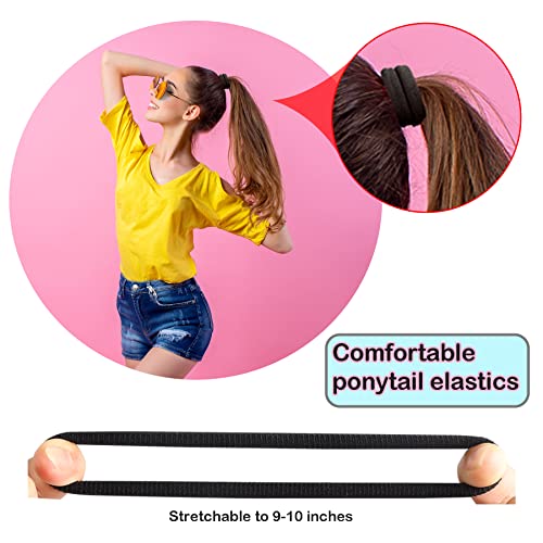 Hair Ties Bands Hair Ties Seamless for Women Elastic Hair Band for Women'S Hair Cotton Ponytail Hair Ties Hair Tie for Thick Hair 20pcs Black No Damage Hair Ties. 1pcs Rattail Comb Combs, 1pcs Compact Small Travel Mirror. Gifts for Mom.