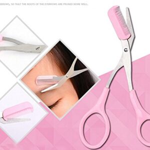 LETB Pink Color 12 Pieces Beauty Care Tools Eyebrow Trimming Kit Eyebrow Scissor&Comb Eyebrow Brush Grooming Set Tweezers and Razor Set Included Free Pink Travel Case Gifts for Girls Women