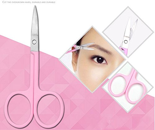 LETB Pink Color 12 Pieces Beauty Care Tools Eyebrow Trimming Kit Eyebrow Scissor&Comb Eyebrow Brush Grooming Set Tweezers and Razor Set Included Free Pink Travel Case Gifts for Girls Women