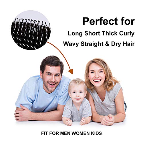 Hair Brush Mini Boar Bristle Hairbrush for Thick Curly Thin Long Short Wet or Dry Hair Detangle Massage Add Shine, Pocket Travel Small Paddle Hair Brush for Men Women Kids