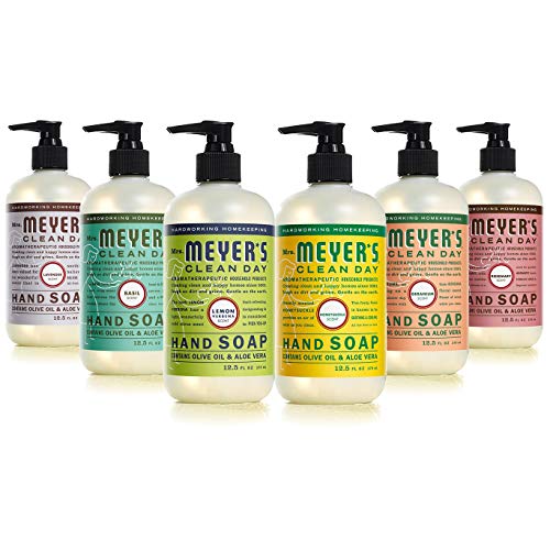 MRS. MEYER'S Liquid Hand Soap 12.5 OZ Scents Variety Pack 6 ( Rosemary, Basil, Geranium, Honeysuckle, Lavender, and Lemon Verbena)