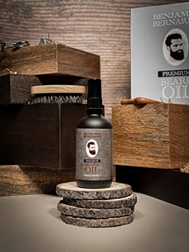 Premium Beard Oil by Benjamin Bernard - Male Grooming Blend with Essential Oils, Vitamin E - Natural Hydrating Treatment - Facial Hair Shaping Serum Softener for Men - Tobacco Vanille - 3.38 fl.oz