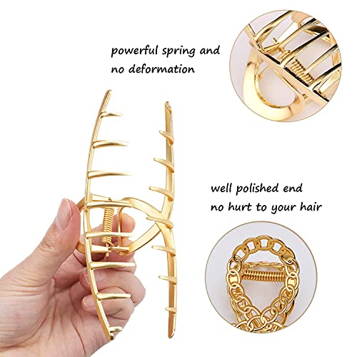 Mehayi 3 PCS Metal Large Hair Claw Clips for Thick Heavy Hair, Big Non-Slip Hair Catch Barrette Jaw Clamp, Strong Hold Claw Barrettes for Long Hair, Fashion Hair Styling Accessories for Women Girls